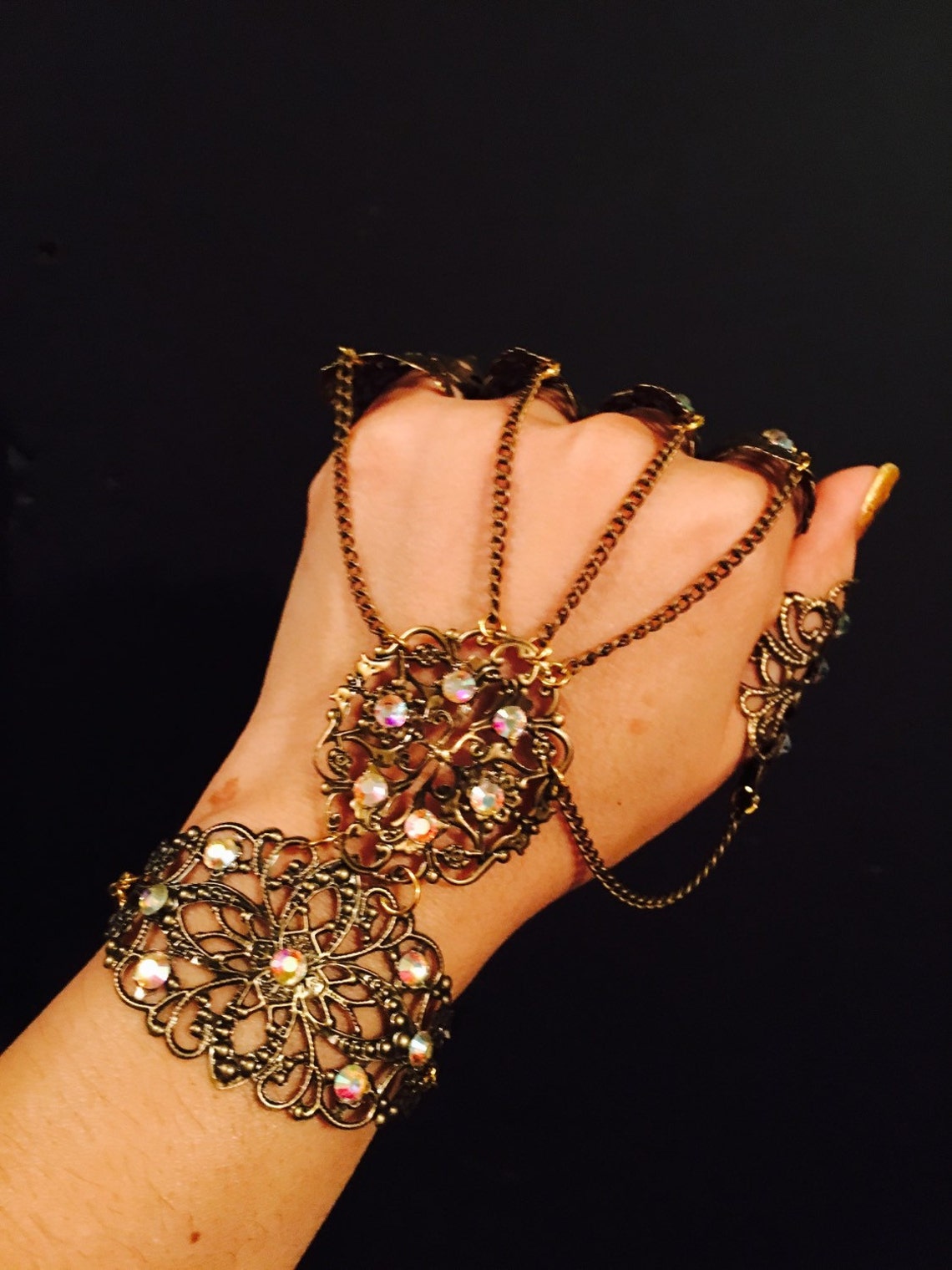 Chain glove bracelet armor bracelet bracelet brass color | Etsy