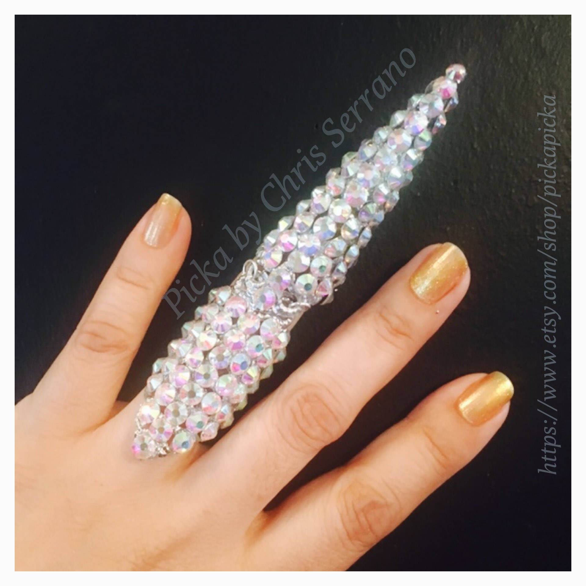 Crystal Full Finger Ring Crystal Armor Ring Shield Ringmade - Etsy