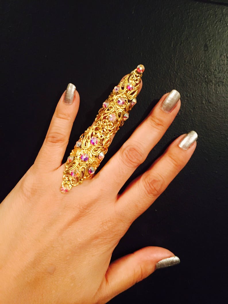 Crystal nail guardarmor ringShield ringFull finger | Etsy