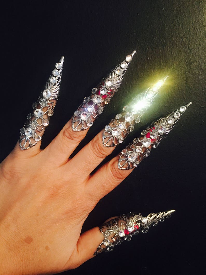 Snow Flake Crystal Claws,nail Guards,claw Rings,crystal Claws,crystal ...