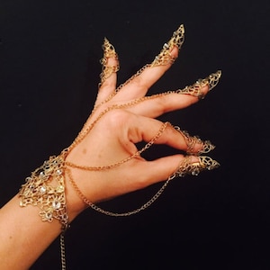 Vintage Inspired Claw Bracelet, Claw Ring Bracelet, Hand Harness, 5 ...