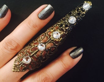 Shield Full Finger Ring Armor Ring Nail Guard Filigree | Etsy