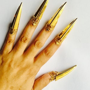 Steel Claw Rings,golden Claw Rings,gold Nail Guards,metal Nails, Sharp ...