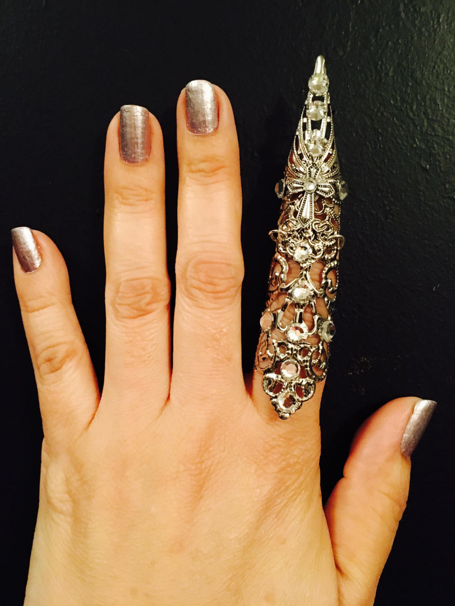 Spike and cross nail guardshield ring armor ring or claw | Etsy