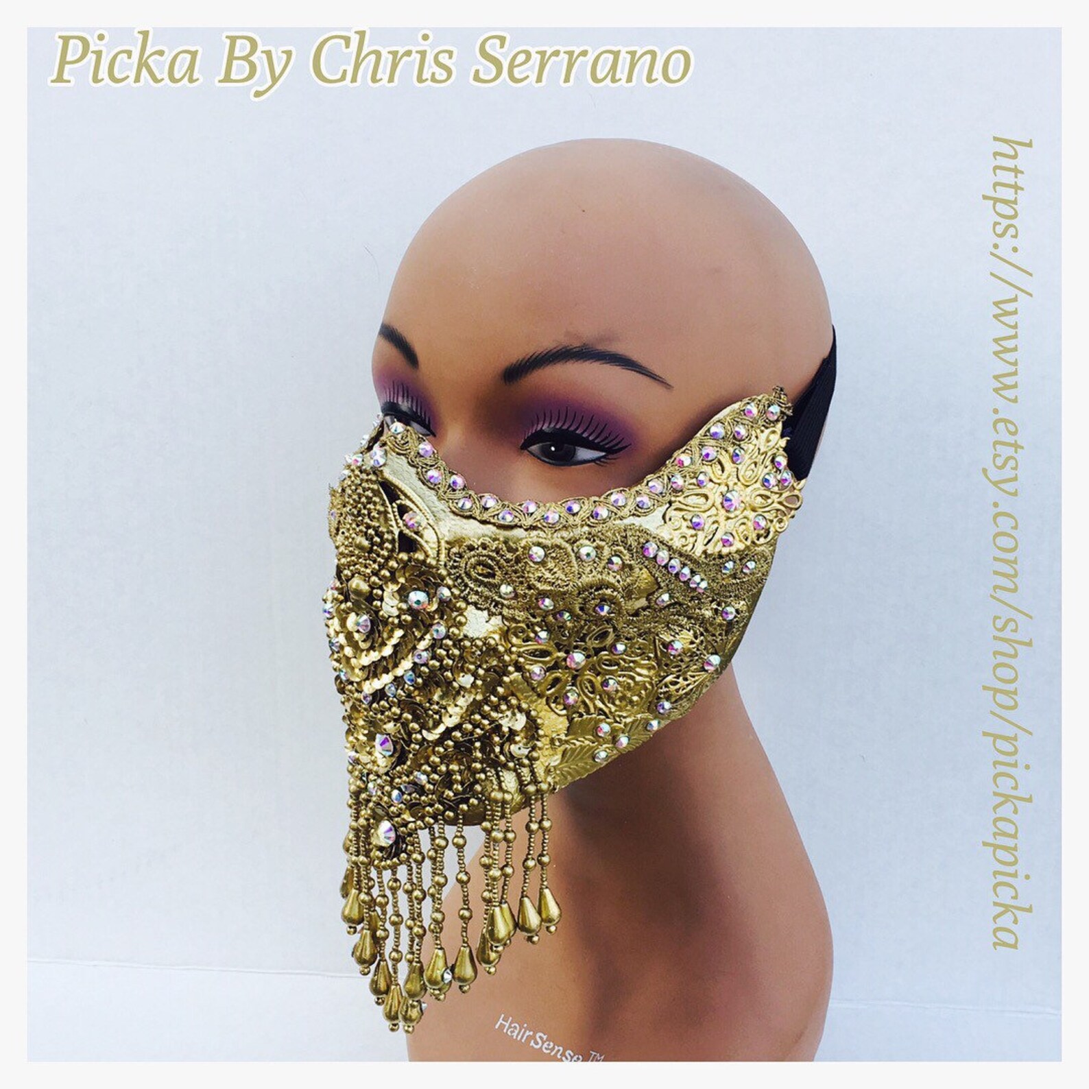 Golden Beaded Maskwarrior Maskmouth Maskmouth Piececrystal | Etsy