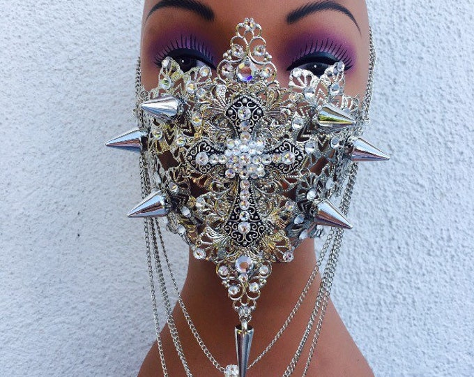 Crystal Cross and Spike Mask,cross Mask,crystal Mask,mouth Piece,mouth ...