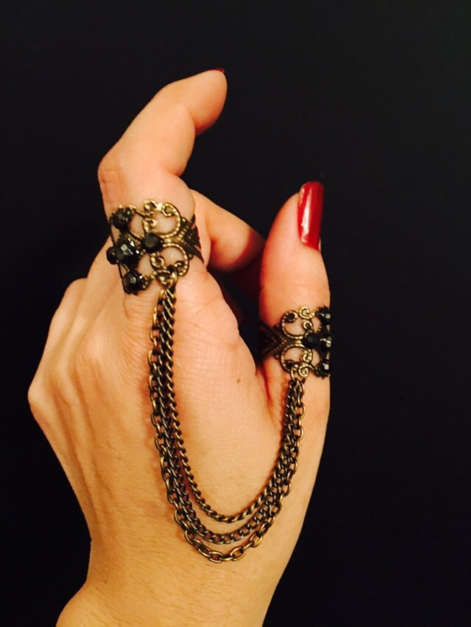 Chain Ring and Thumb Ring Made With Multi Dangle Chains in | Etsy
