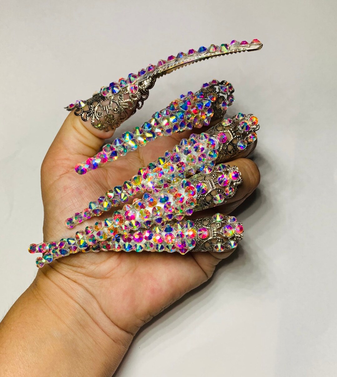 Crystal Claws,silver Crystal Claws,claw Rings,nail Rings,crystal Nail ...