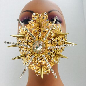 Golden Star and Spike Mouth Guard, Crystal Mouth Piece,face Piece, Gold ...