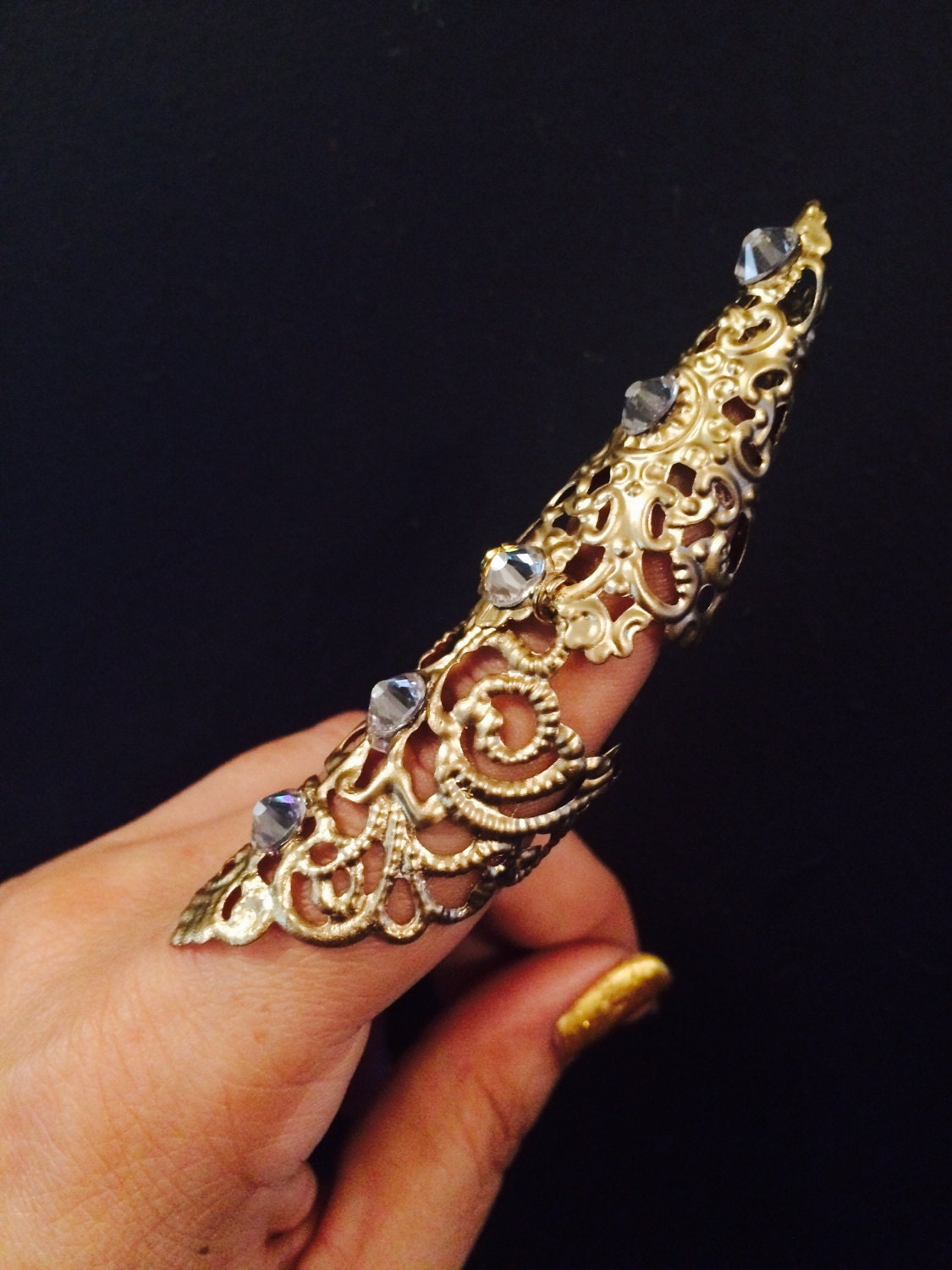Shield Full Finger Ring Armor Ring Nail Guard Filigree - Etsy