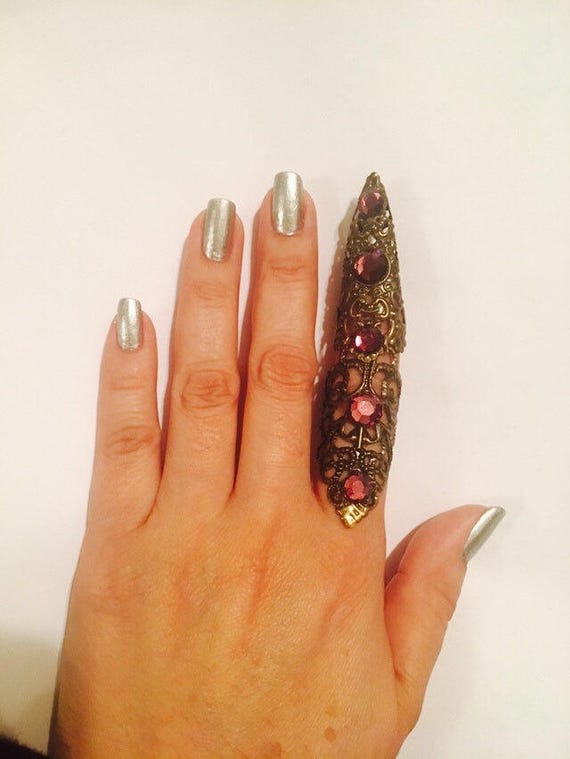 Shield nail guardFull finger ring armor ring vintage style