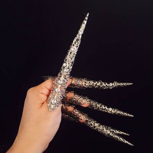 Large Crystal Claws,claw Rings,nail Guards,full Finger Rings,nail Tips ...