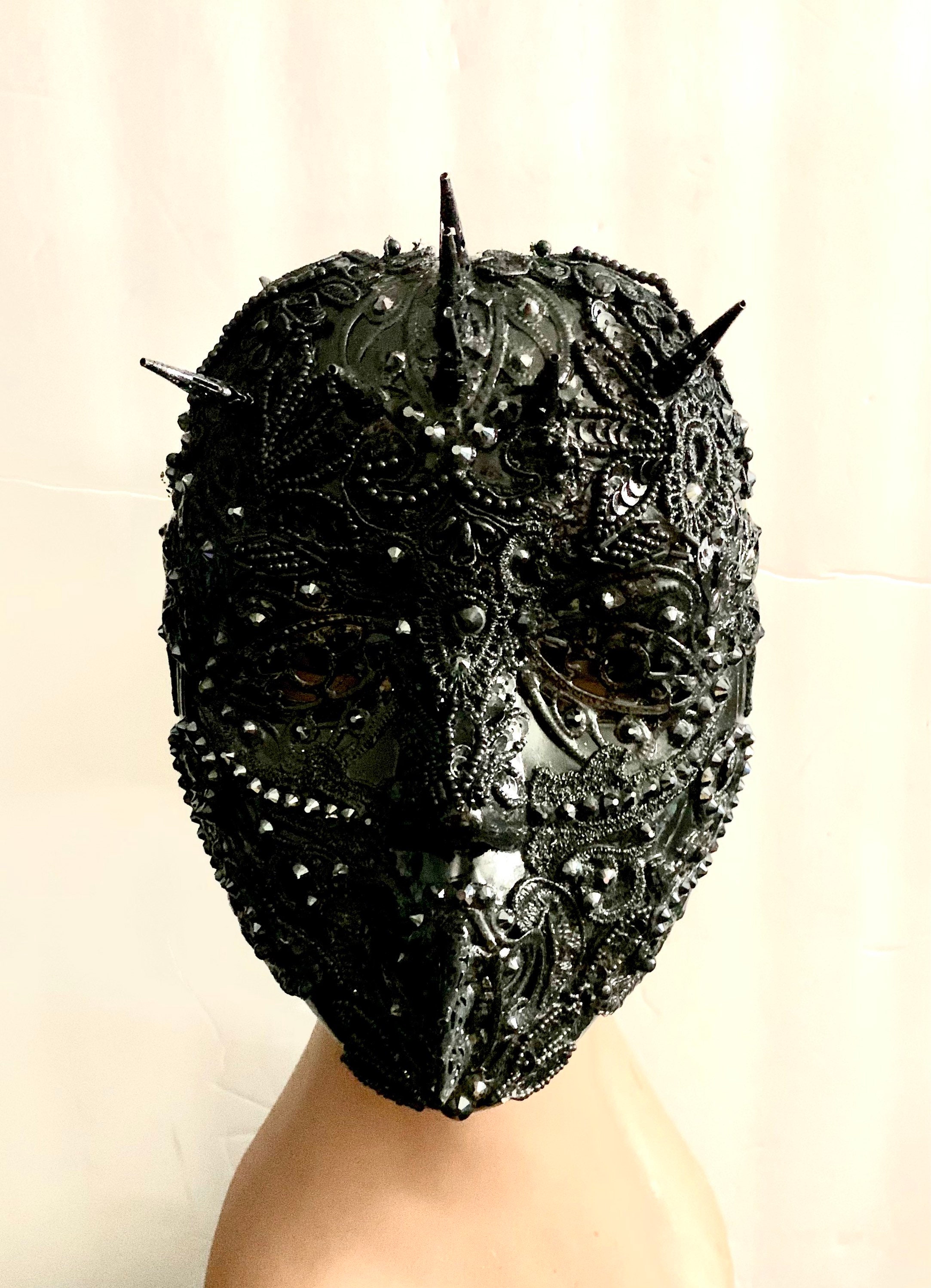 Black Crystal Mask, Full Face Mask, Black Mask, Crystal Mask, Face ...