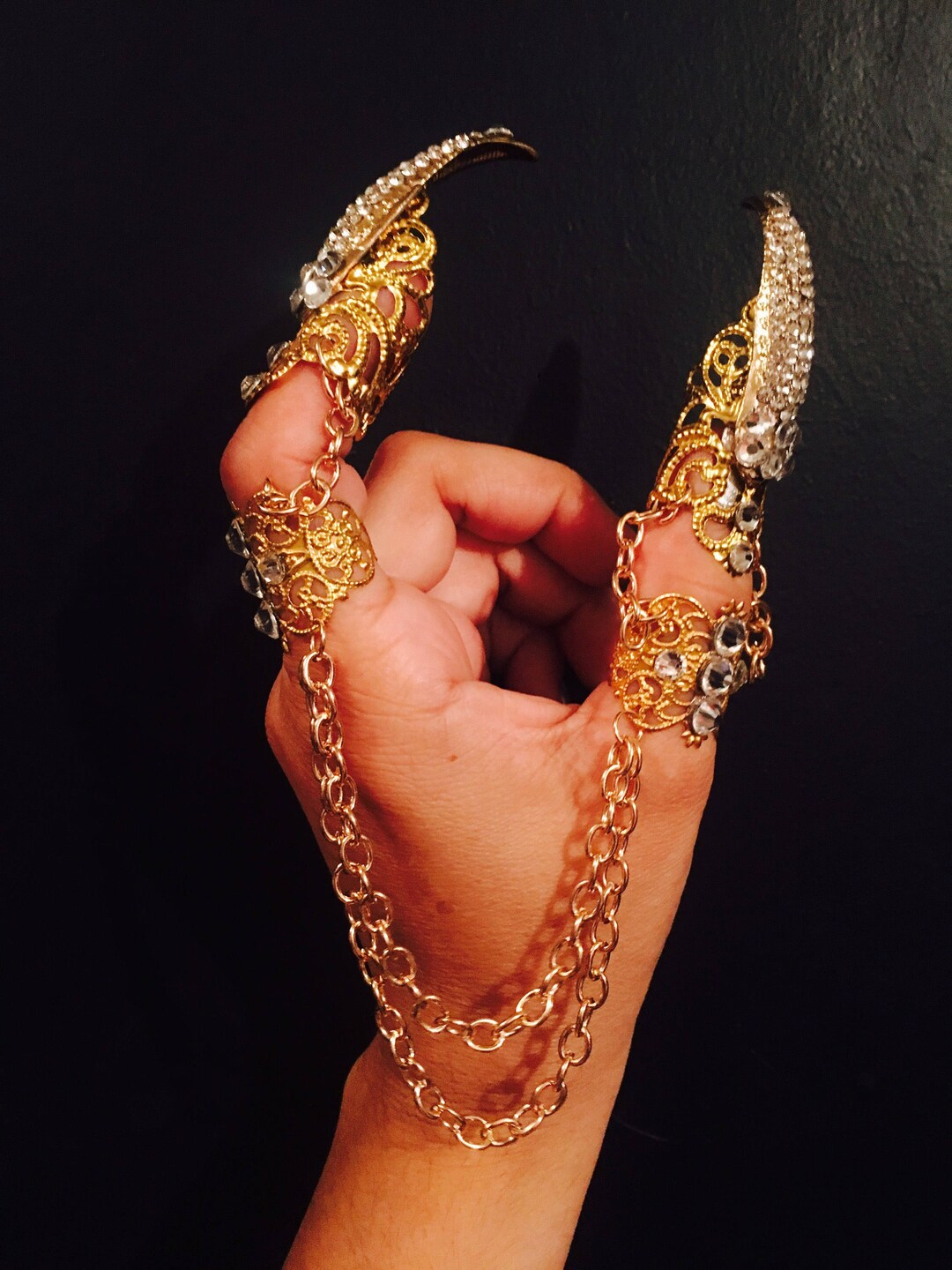 Witch Chained Claw Ringsgolden Clawsnail Tipsnail - Etsy