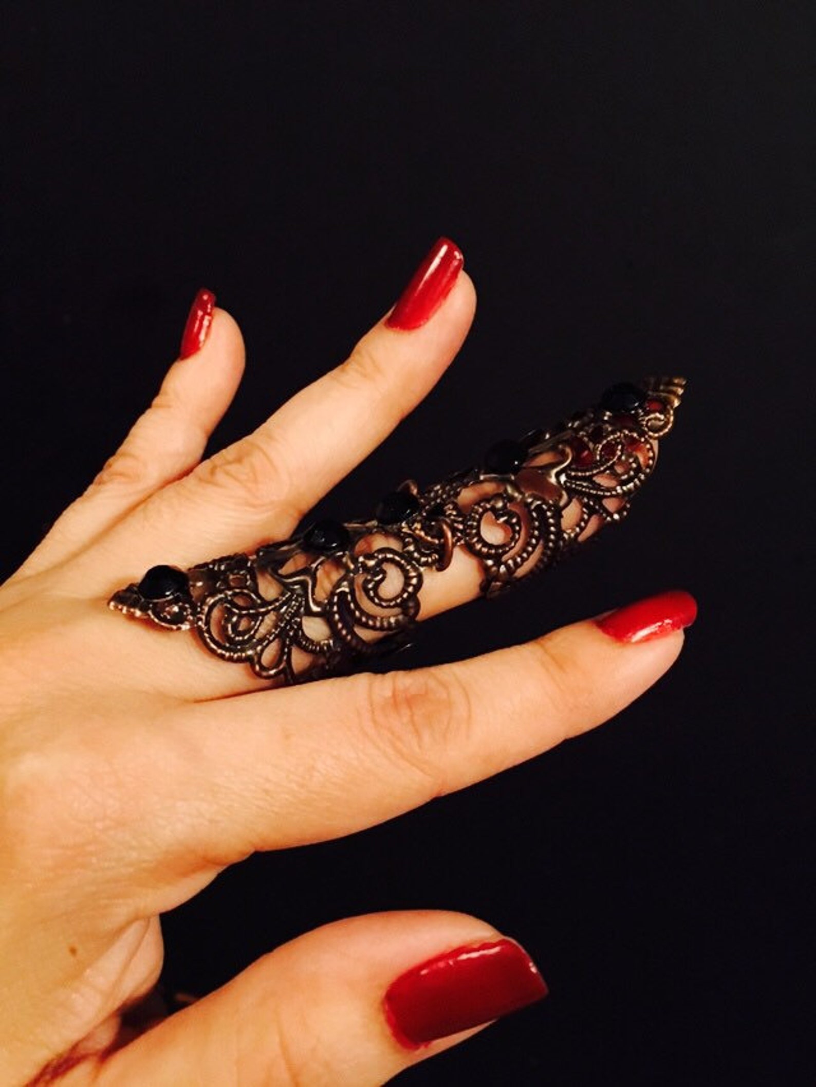 Shield Full Finger Ring Vintage Style Filigreeantique Copper - Etsy