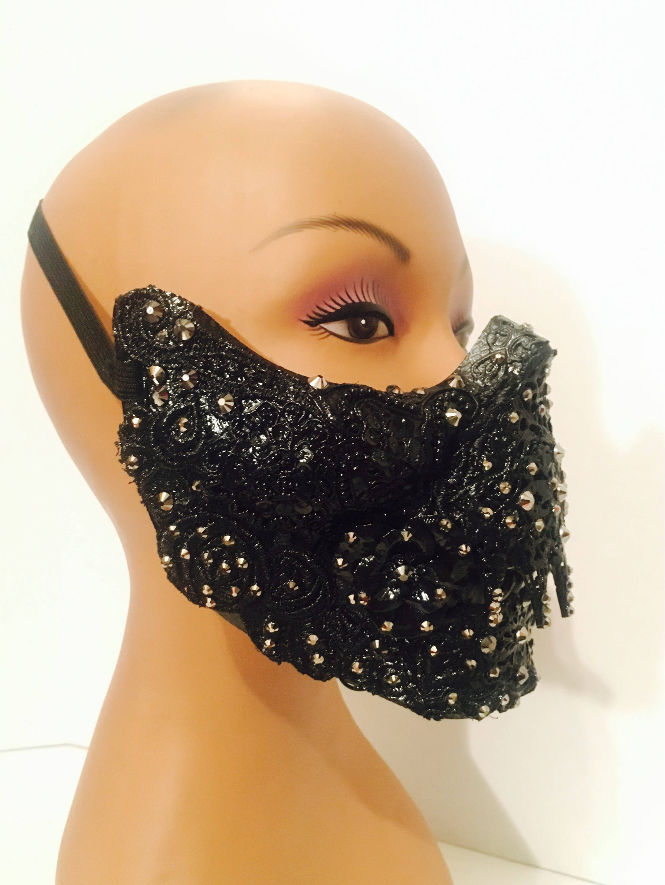 Black warrior maskspike maskfangs maskmouth pieceface | Etsy