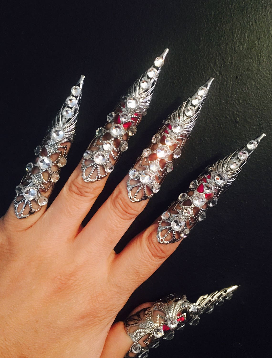 Snow Flake Crystal Claws,nail Guards,claw Rings,crystal Claws,crystal ...