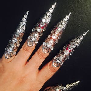 10 Pcs. Snow Flake Crystal Claws,nail Guards,claw Rings,crystal Claws ...