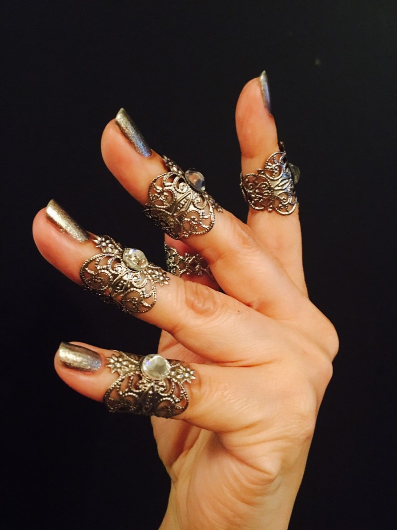 Knuckle Rings Set of 5 Pcs Silver Color Decorated With Clear | Etsy