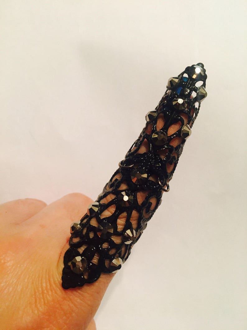 Shield Nail Guard,full Finger Ring, Armor Ring,black Color Filigree ...