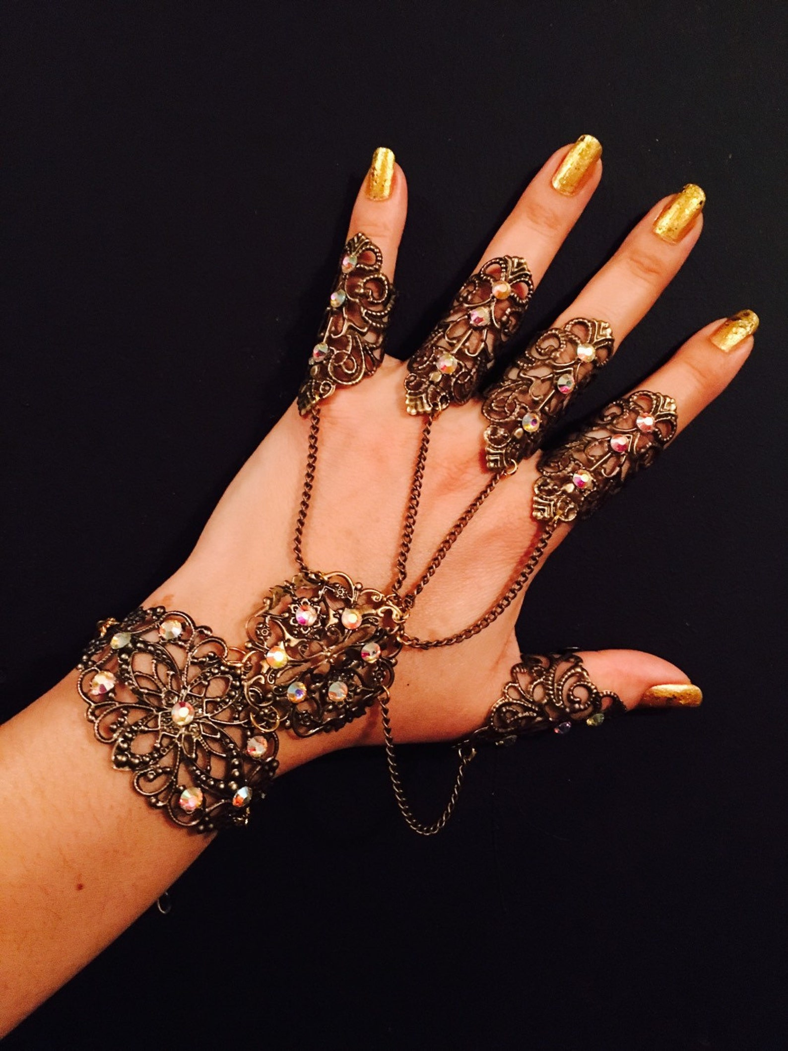 Chain glove bracelet armor bracelet bracelet brass color | Etsy