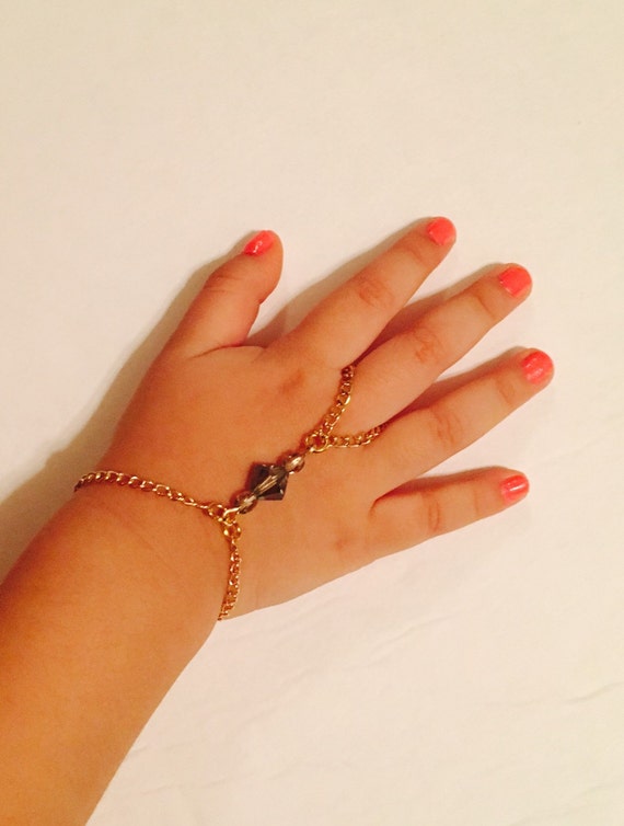 Baby girl crystal bracelet or hand harness gold color chain | Etsy