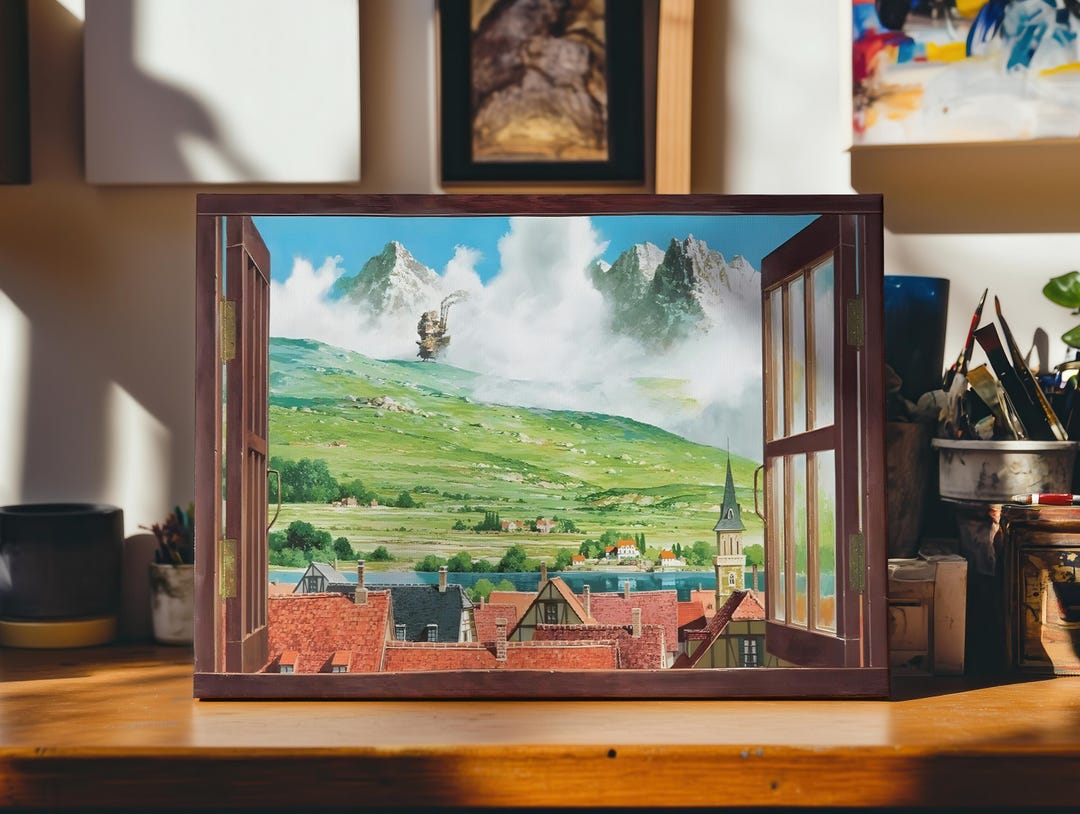 Howl's Moving Castle Poster: Studio Ghibli Anime Art, Ghibli Window ...