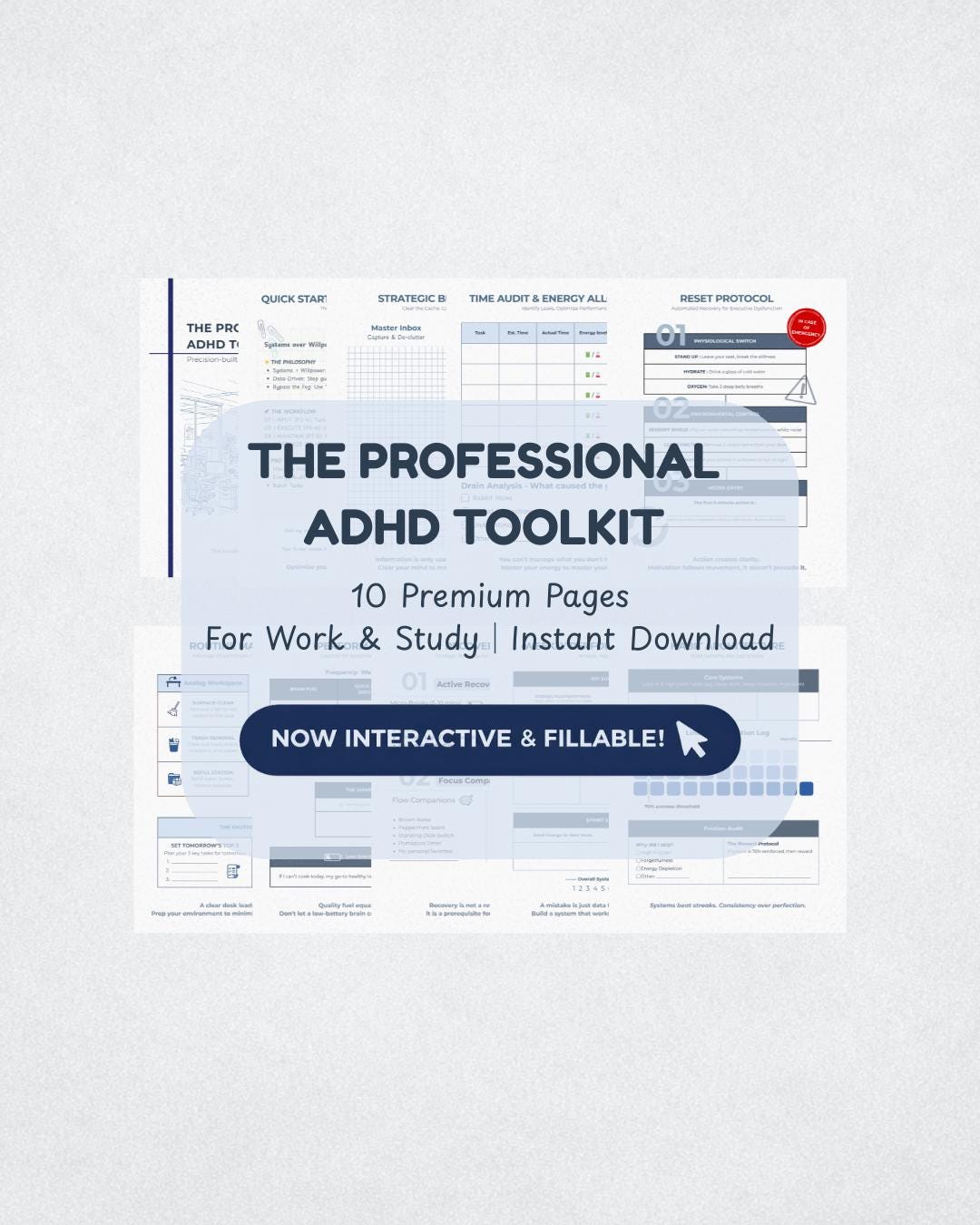 Professional ADHD Planner Bundle, 10-page Executive Function Tools ...