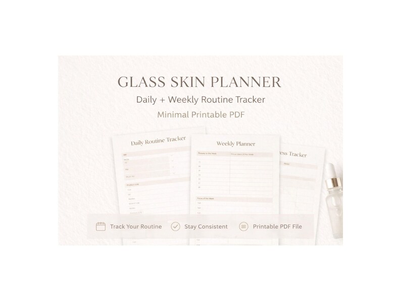 Glass Skin Planner | Minimalist Skincare Routine Tracker (printable PDF ...