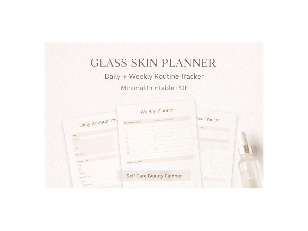 Glass Skin Planner | Minimalist Skincare Routine Tracker (printable PDF ...