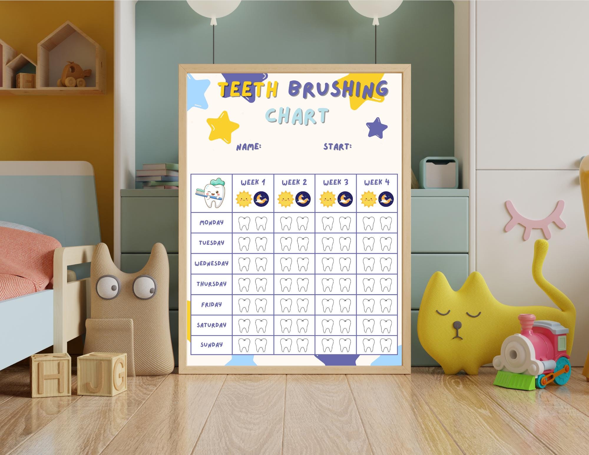 Teeth Brushing Chart for Kids – Printable Tooth Brushing Reward Tracker ...