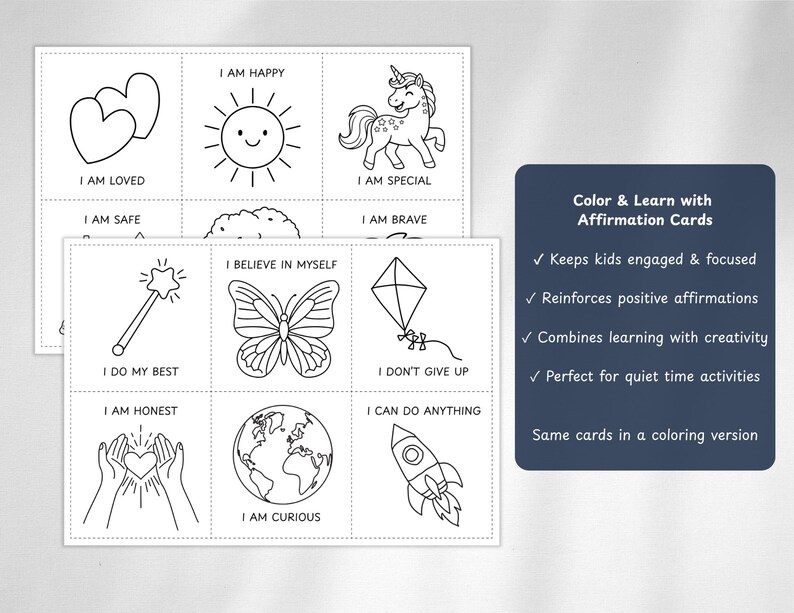 Kids Affirmation Cards Printable, Positive Affirmations for Kids ...