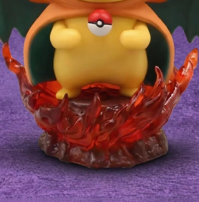 Pikachu × Charizard Fusion Figurine Fire Evolution Pokémon Collectible ...