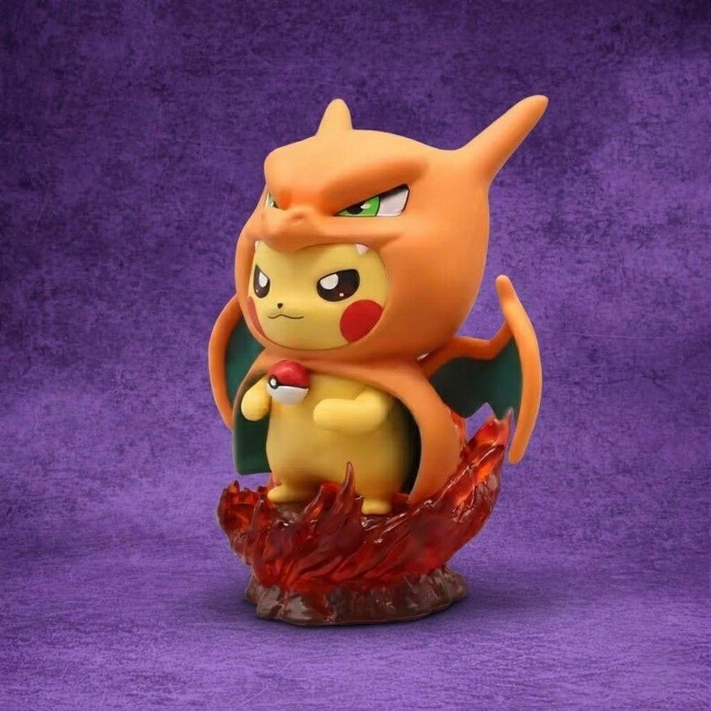 Pikachu × Charizard Fusion Figurine Fire Evolution Pokémon Collectible ...