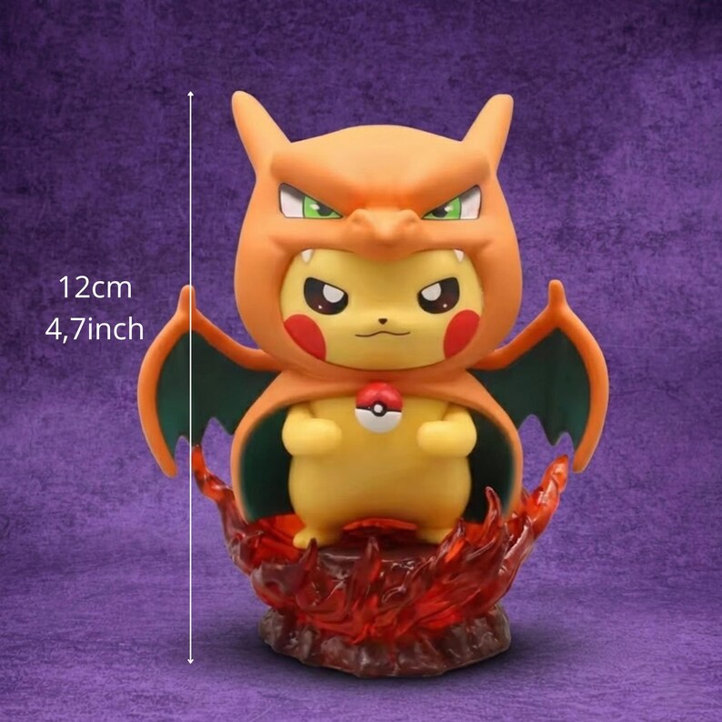 Pikachu × Charizard Fusion Figurine Fire Evolution Pokémon Collectible ...