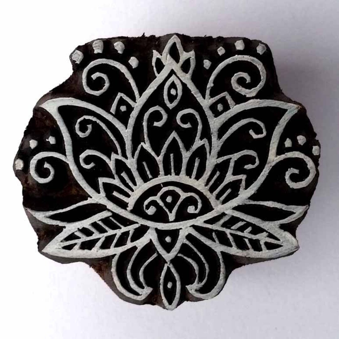 Lotus Stamp, Lotus Flower Stamp, Wood Print Block, Printing Stamp, Hand ...