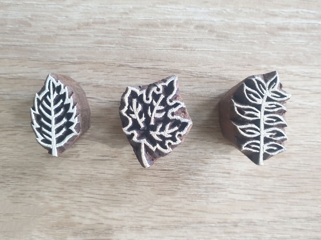 Leaf Stamps, Leaf Stamp Set, Wood Stamps, Wood Block Print Stamps India ...