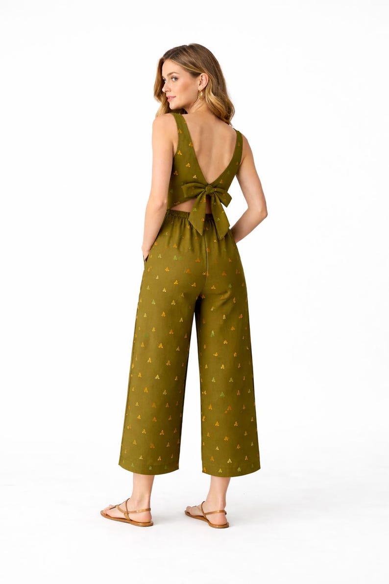 Linen Jumpsuit Sewing Pattern – Wide Leg Palazzo Pants (instant ...