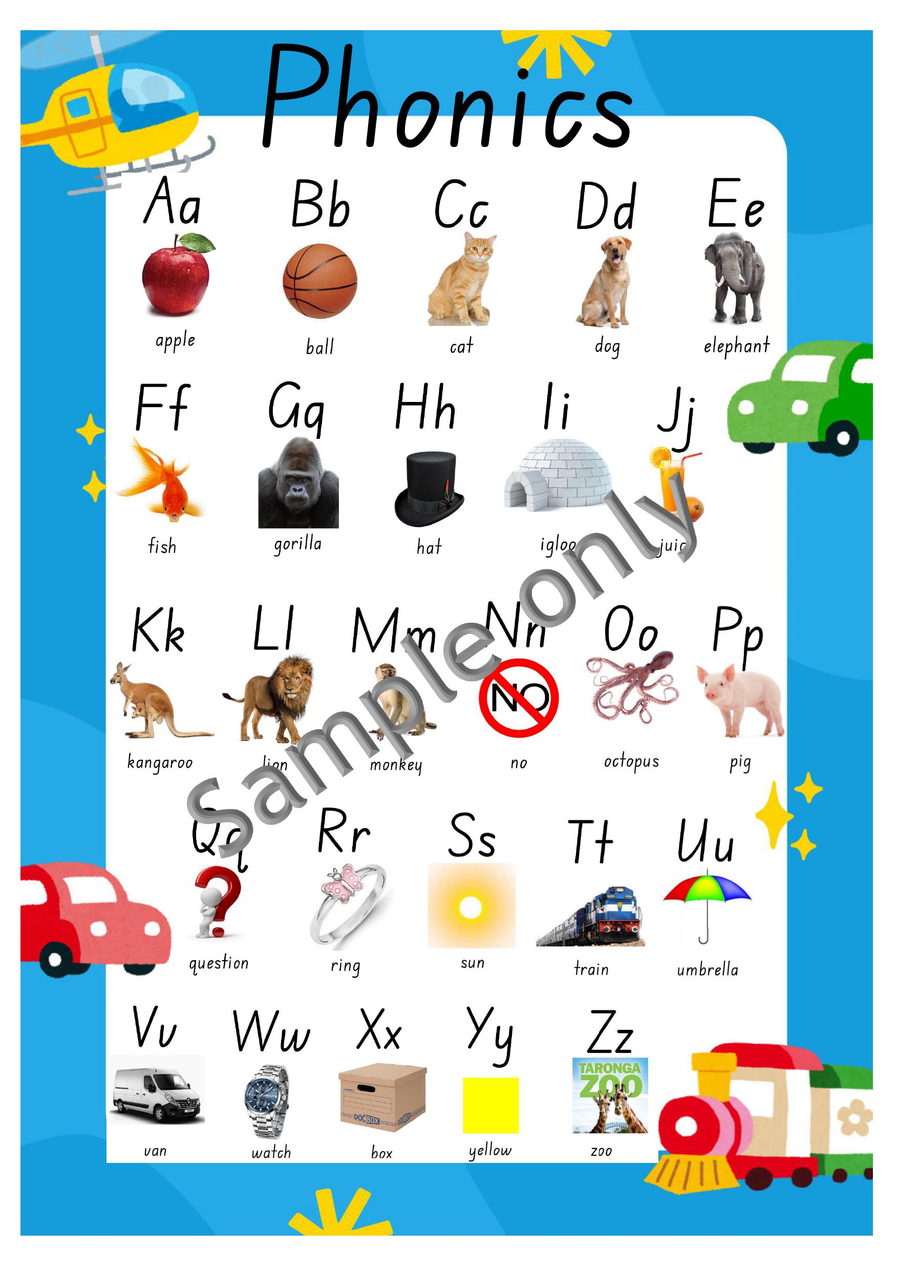Printable Phonics Flash Cards and Poster, to Use With the Phonics Song ...