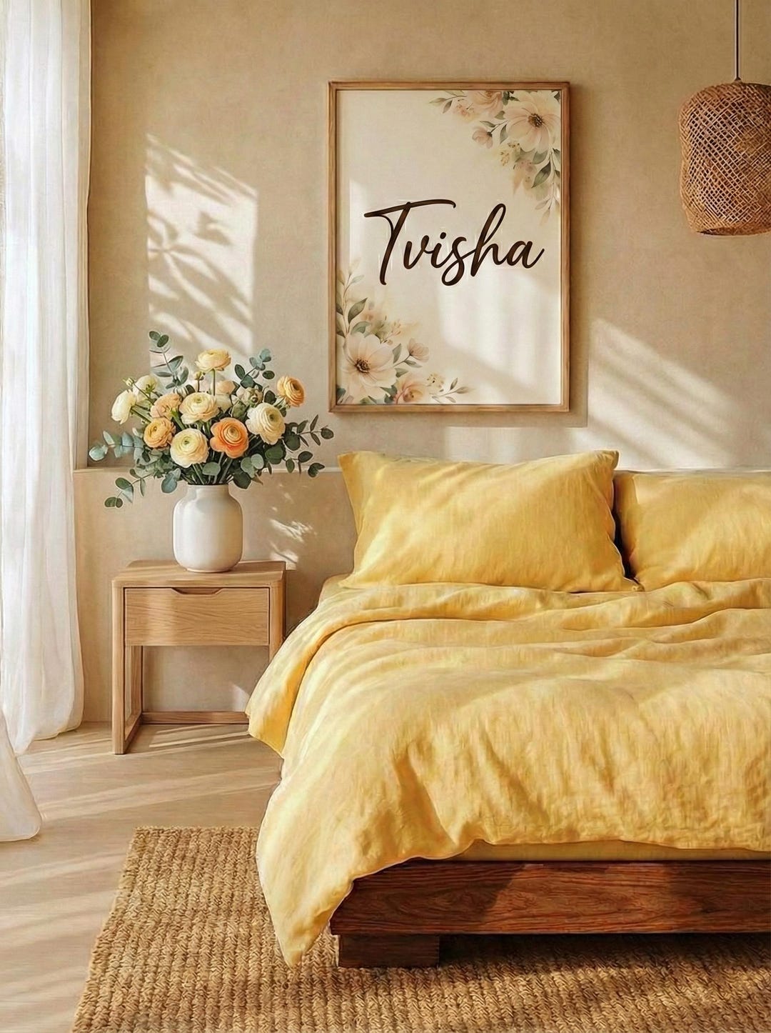 Pastel Yellow Linen Duvet Cover, Soft Washed Bedding, Minimal Bedroom ...