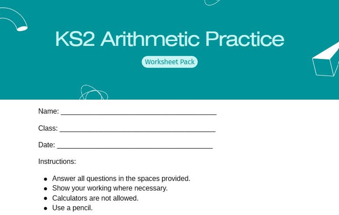 KS2 Maths Arithmetic Practice Tests | Years 3-6 (PDF Printable Homework ...