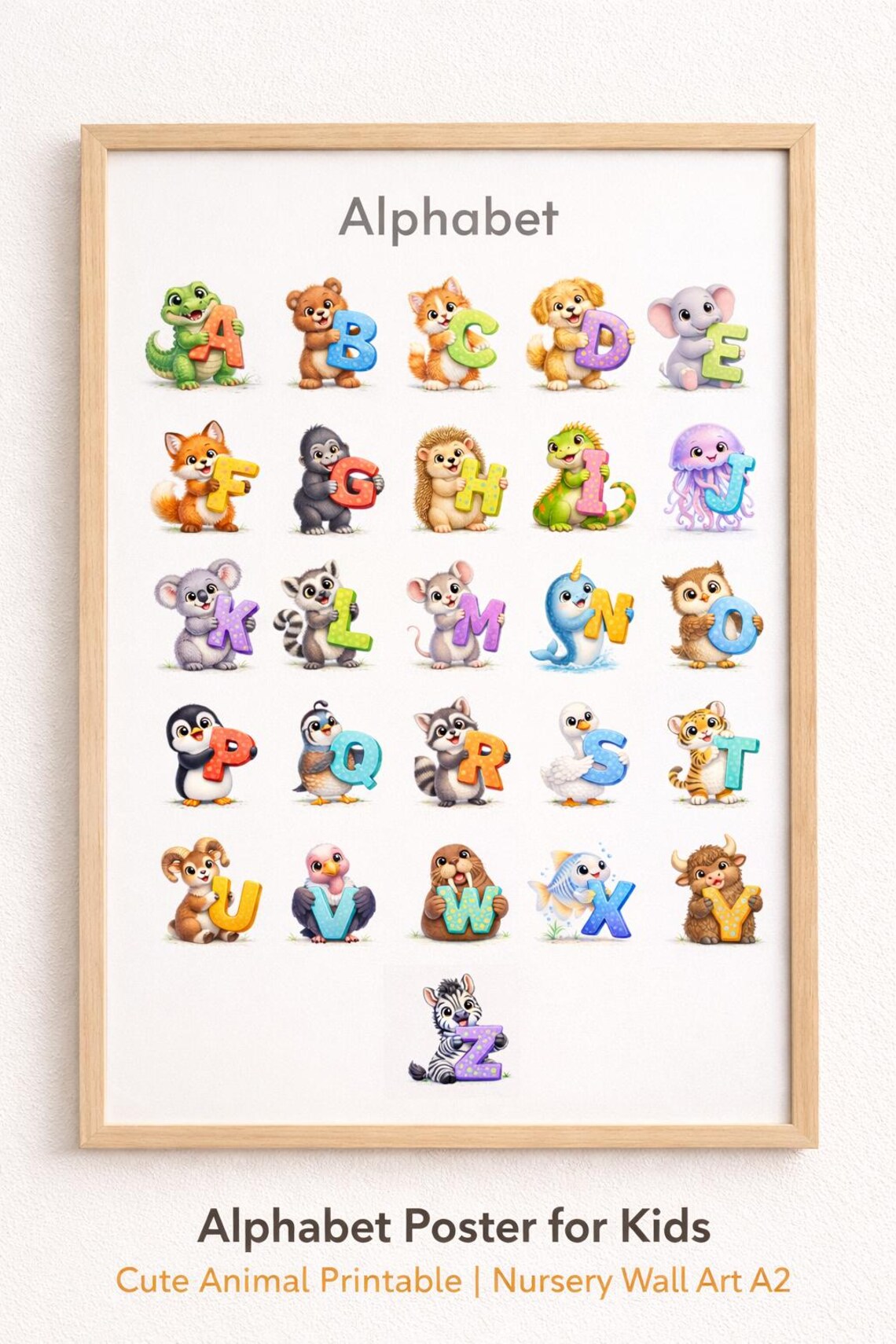 Alphabet Poster for Kids – Cute Animal Alphabet Wall Art | Nursery ...