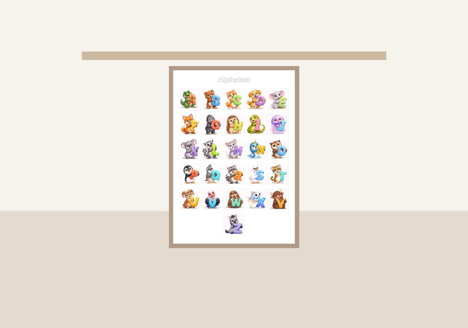 Alphabet Poster for Kids – Cute Animal Alphabet Wall Art | Nursery ...
