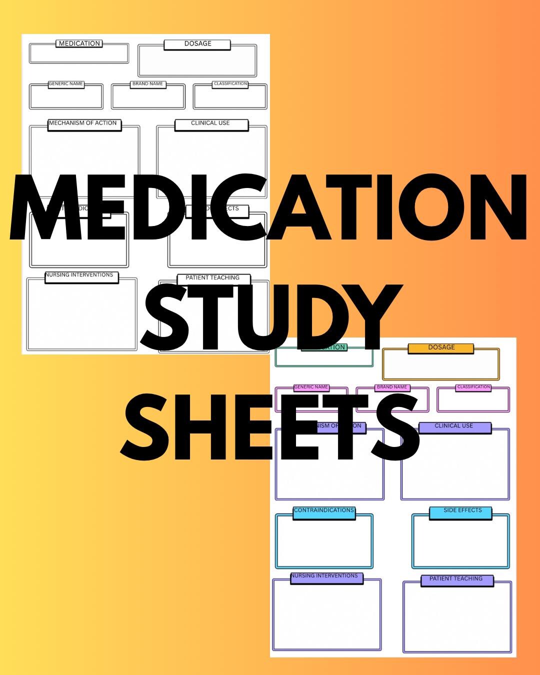 Medication Blank Study Sheets - Etsy