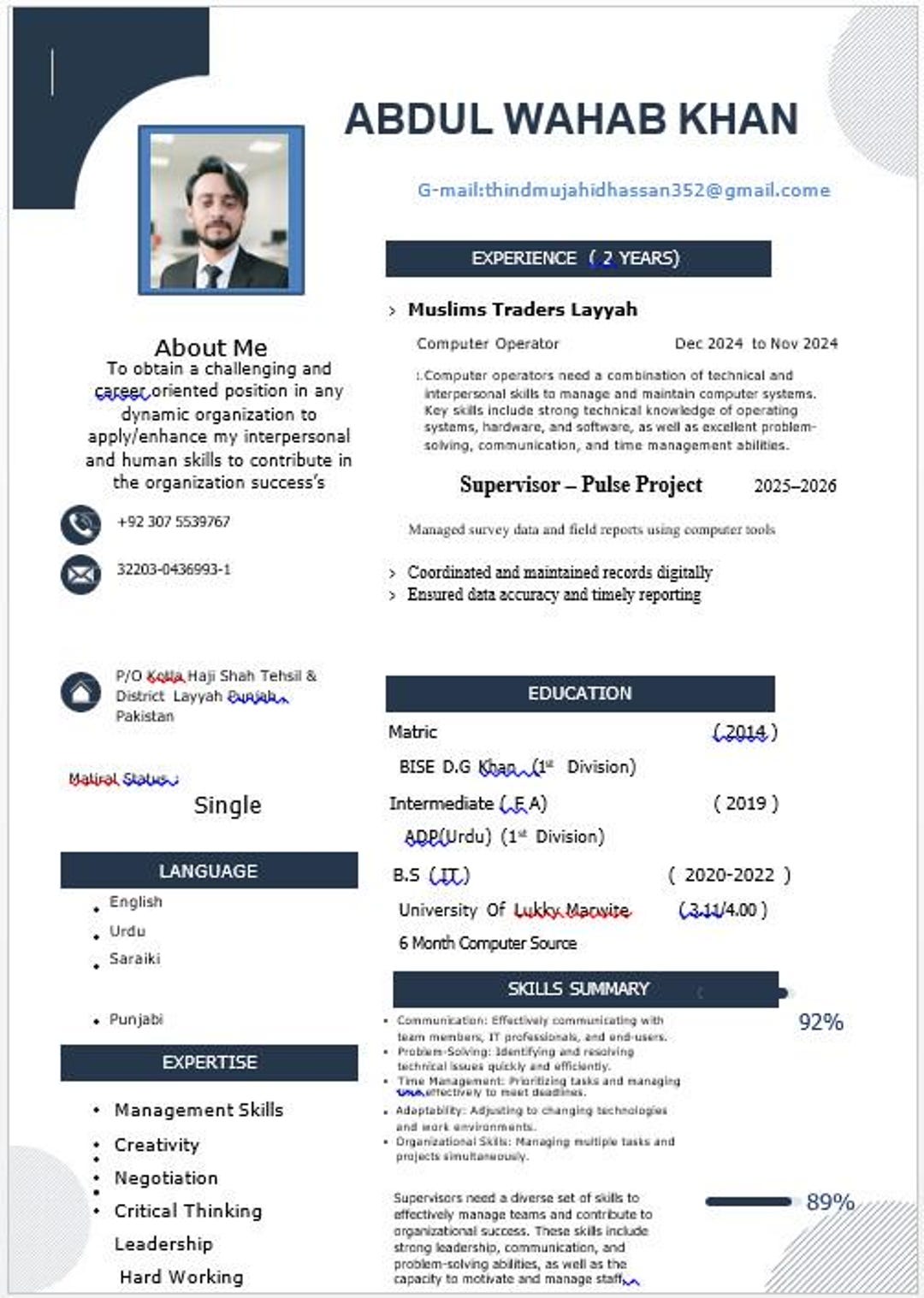 Modern Resume Template, CV Template, Editable Resume, Professional CV ...