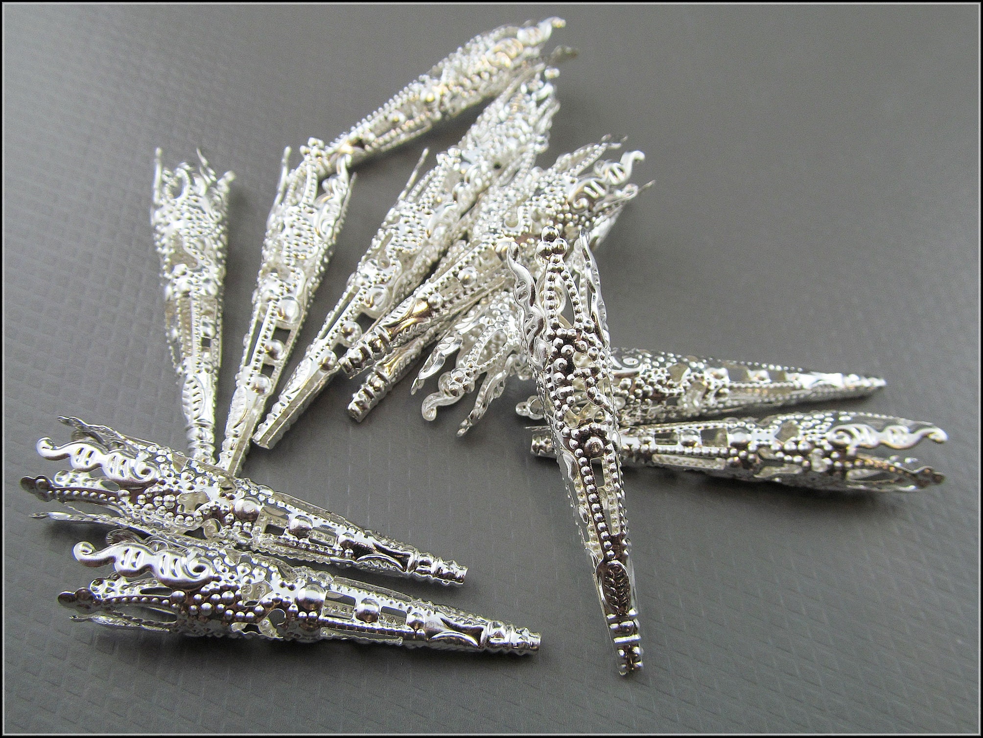 12 or 25 x silver plated long noble bead cups 4 cm P30 | Etsy