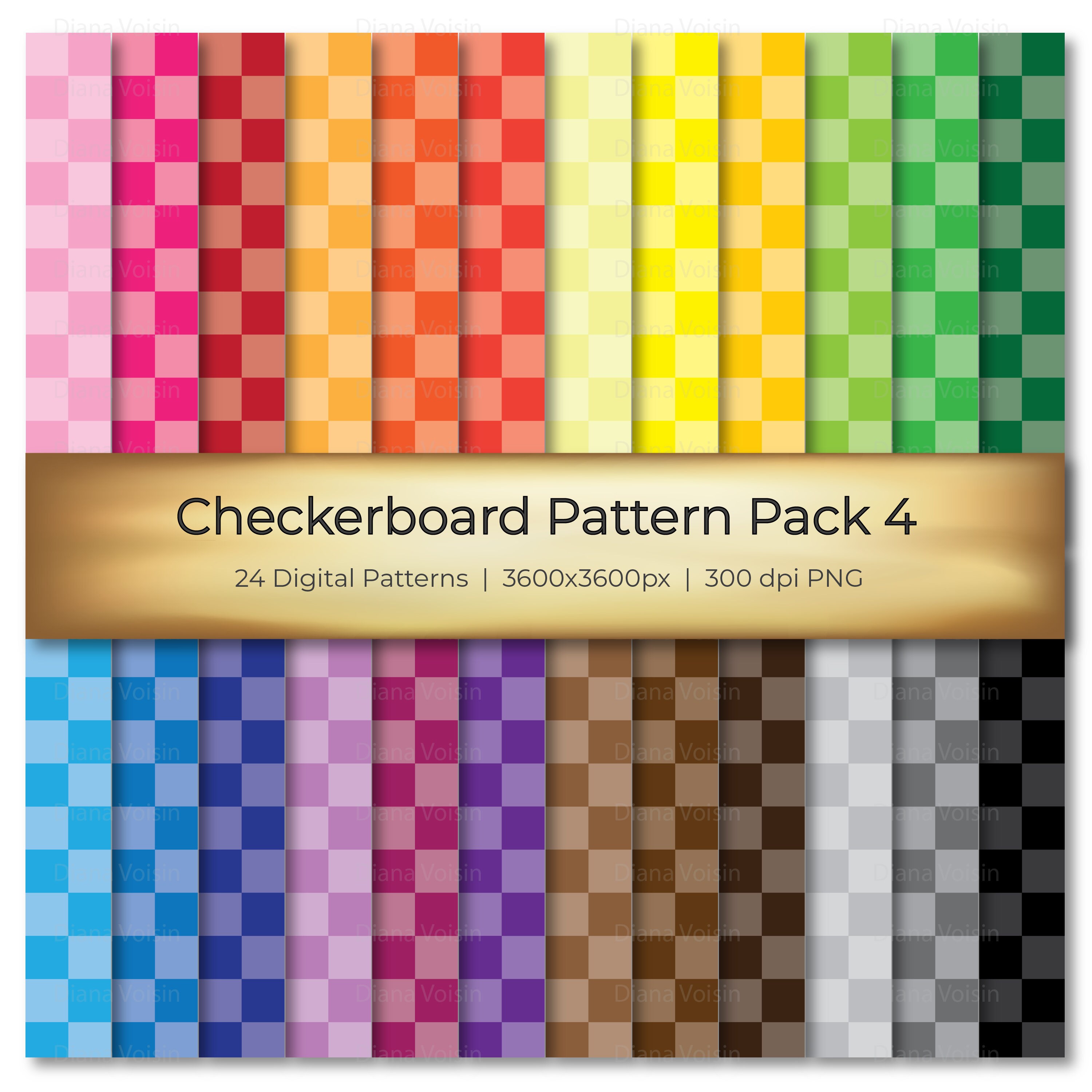 Seamless Checkerboard Pattern Pack - Digital Scrapbook Paper in 24 ...