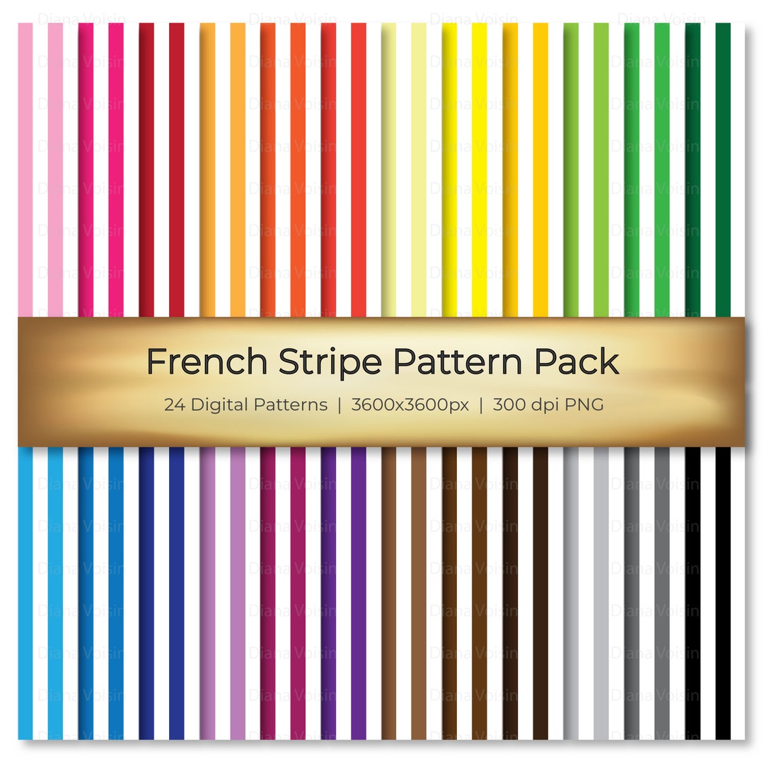 Seamless French Stripe Digital Patterns - Colorful Stripe Patterns in ...