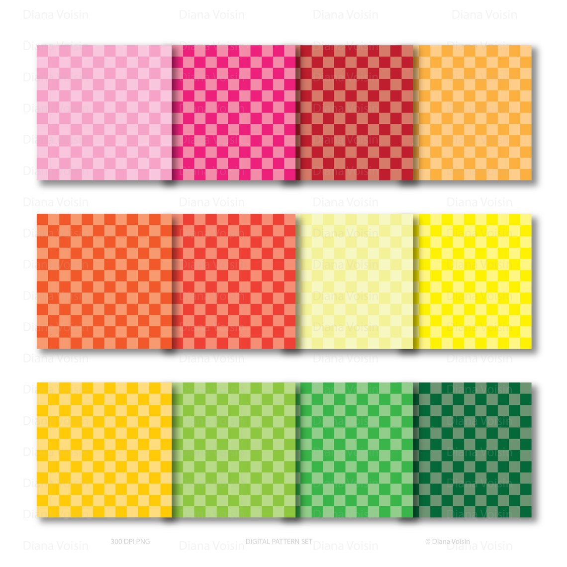 Seamless Checkerboard Pattern Pack Digital Scrapbook Paper in 24 ...