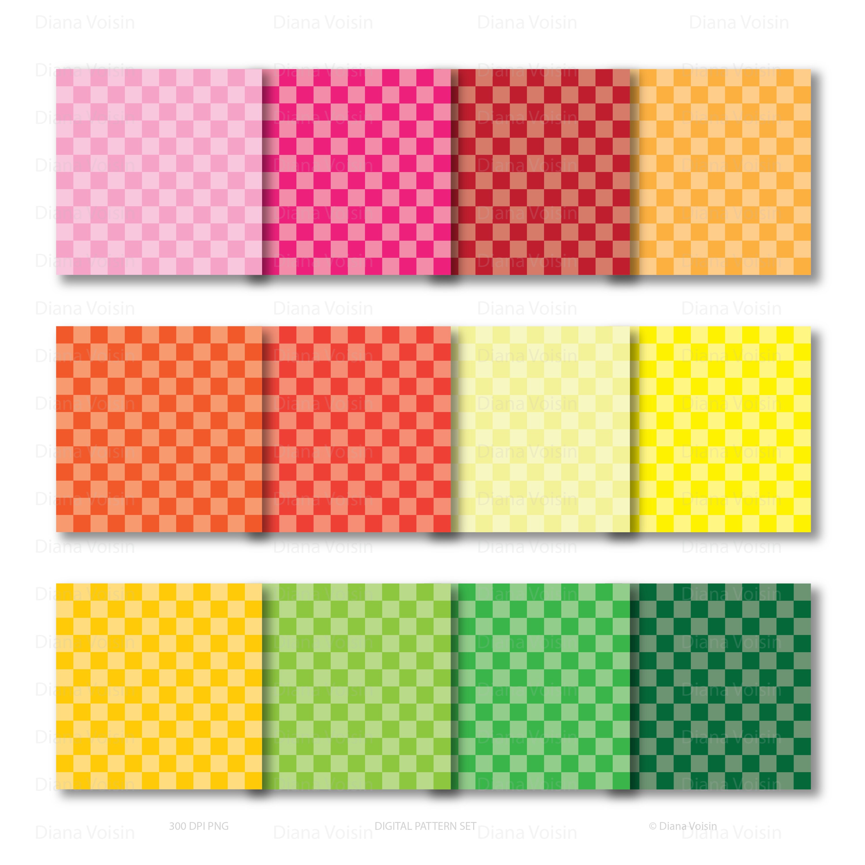 Seamless Checkerboard Pattern Pack - Digital Scrapbook Paper in 24 ...